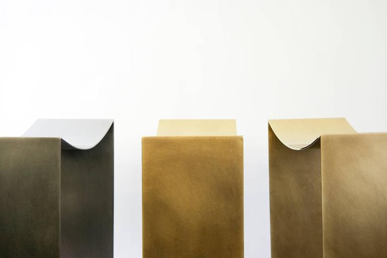 Ribbon Stool Made with Brass or Stainless Steel Body, Modern and ...