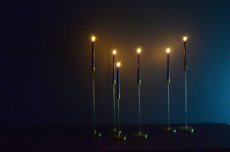 Pin Candle Sticks with Three Sizes, Handcrafted in Brass with Patinated ...