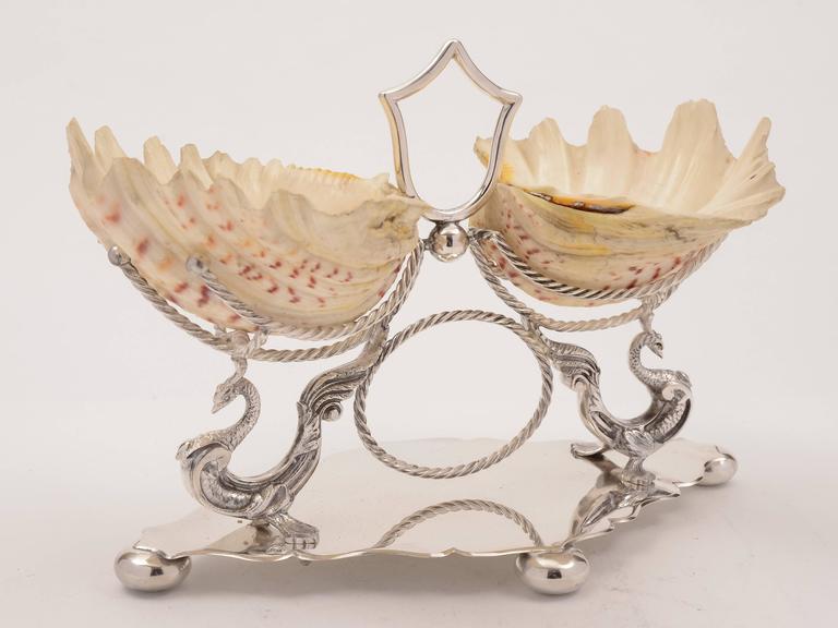 19th Century Victorian Shell and Silver Plated Centrepiece at 1stDibs
