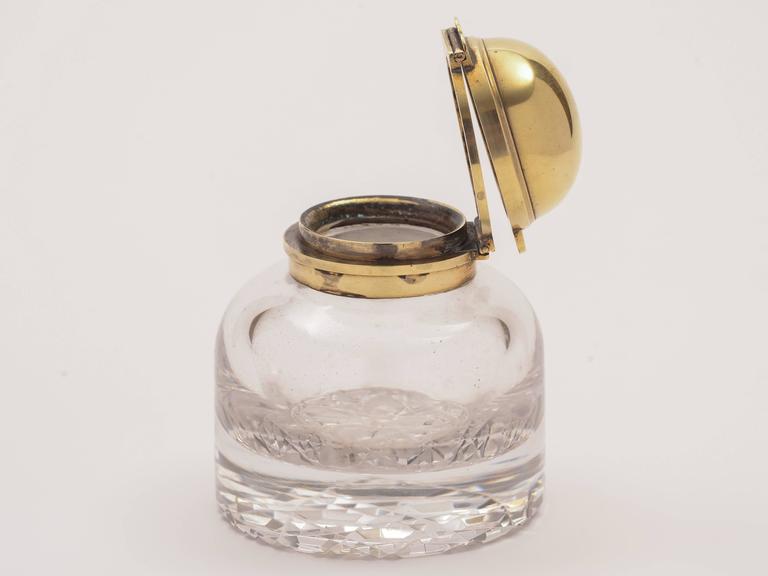 19th Century Victorian Glass and Brass Betjemann's Partners Inkpot For ...