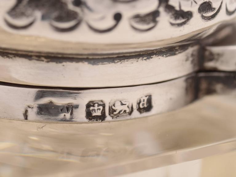 19th Century Victorian Silver Topped and Cut-Glass Ink Pot and Pen Tray ...