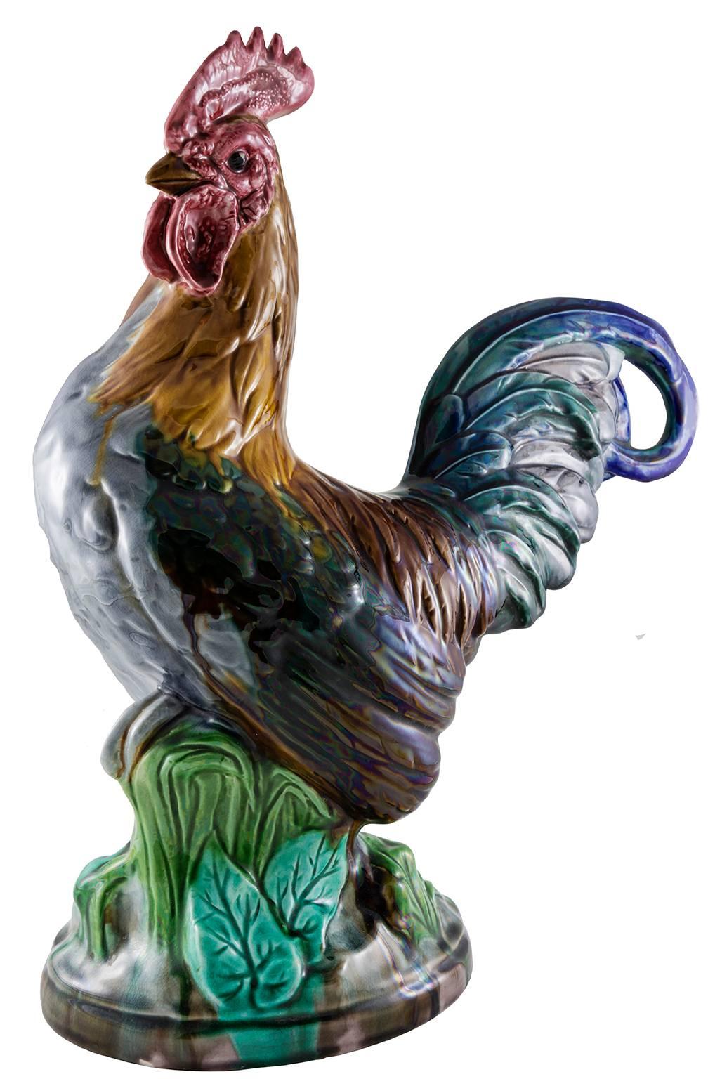 19th Century Minton Majolica Roosters For Sale at 1stDibs