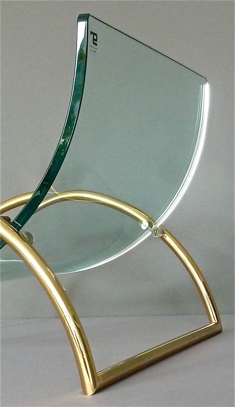 Chic Magazine Rack Stand Curved Glass Brass Lyre Shape, Gallotti and ...