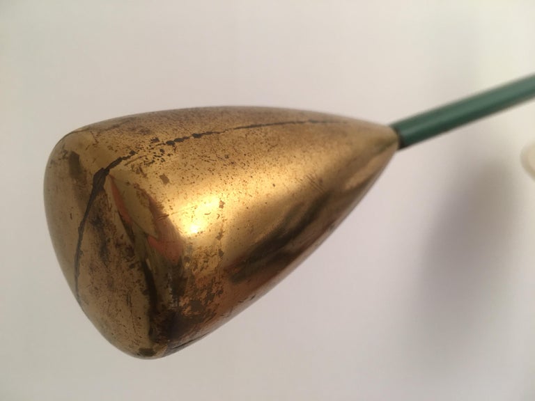 Arlus Green and Gilt Counter Balance Swing Arm Wall Lamp, French 1950s ...