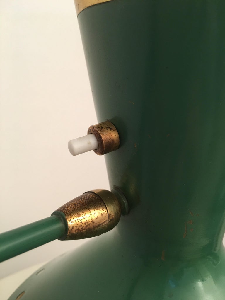 Arlus Green and Gilt Counter Balance Swing Arm Wall Lamp, French 1950s ...