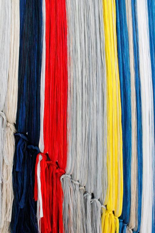 Textile Wall Art. Colorful yarn threads on linen. For Sale at 1stDibs