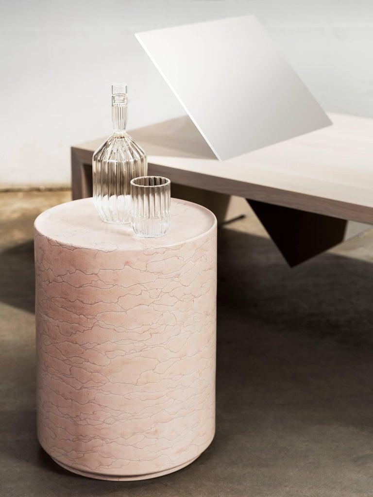 Contemporary Minimal Pink Amara Marble Side Table Handcrafted in Italy ...