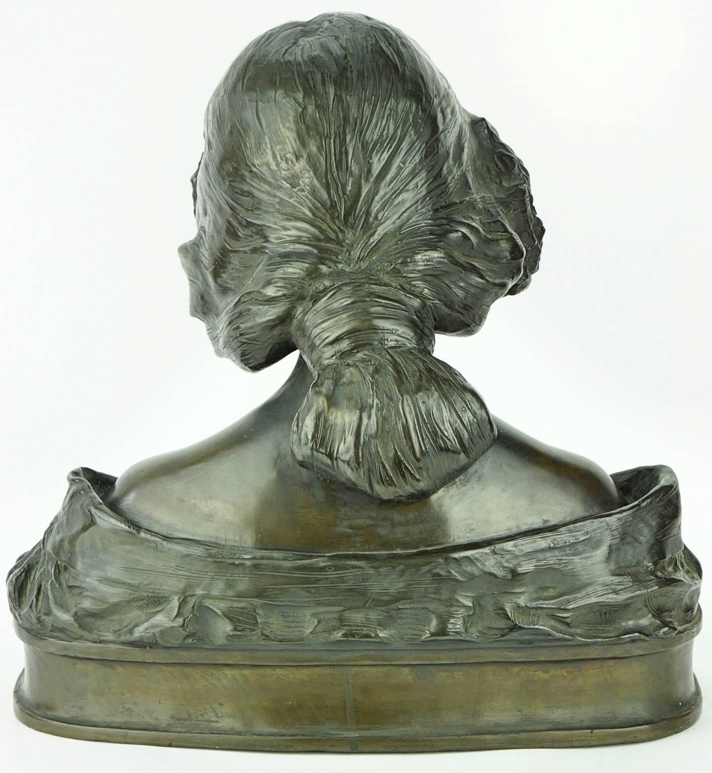 Art Nouveau Bust of a Young Woman by Richard Aurili at 1stDibs ...