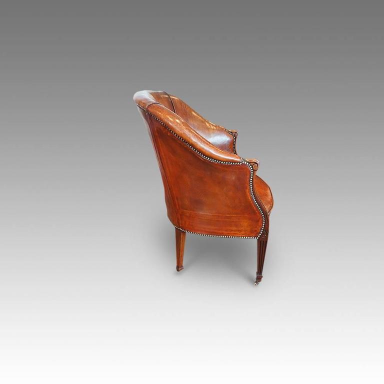 Edwardian Tub Shaped Library Chair at 1stDibs