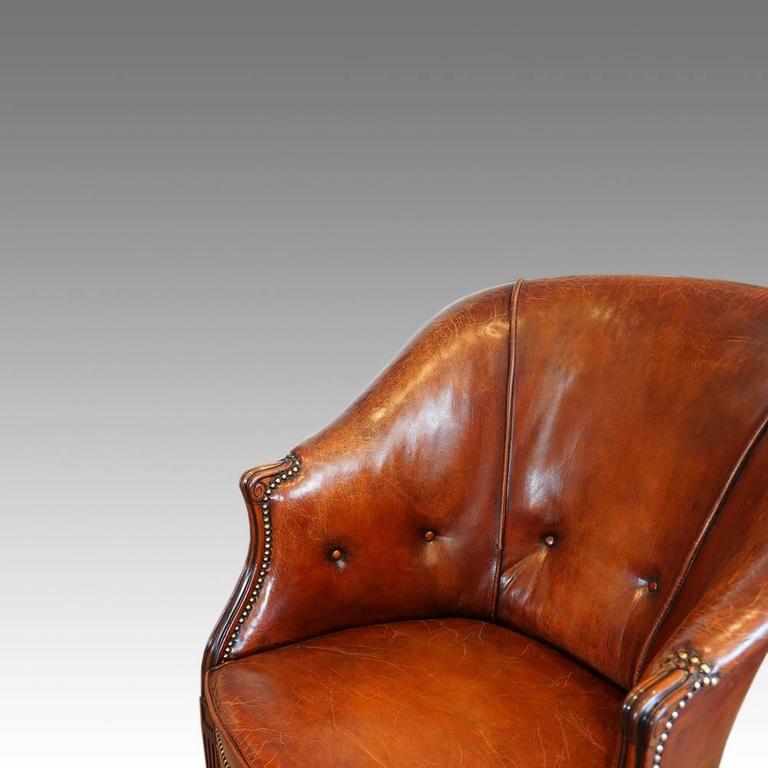Edwardian Tub Shaped Library Chair at 1stDibs