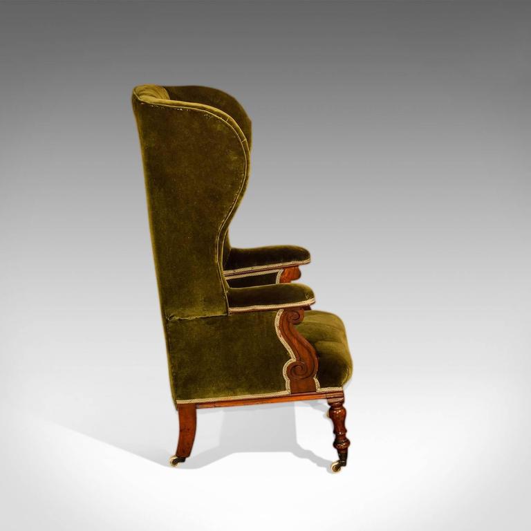 Antique Wing Back Chair, Victorian, Green Velvet, circa 1850 at 1stDibs ...