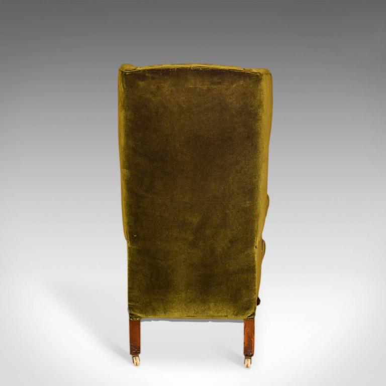 Antique Wing Back Chair, Victorian, Green Velvet, circa 1850 at 1stDibs ...