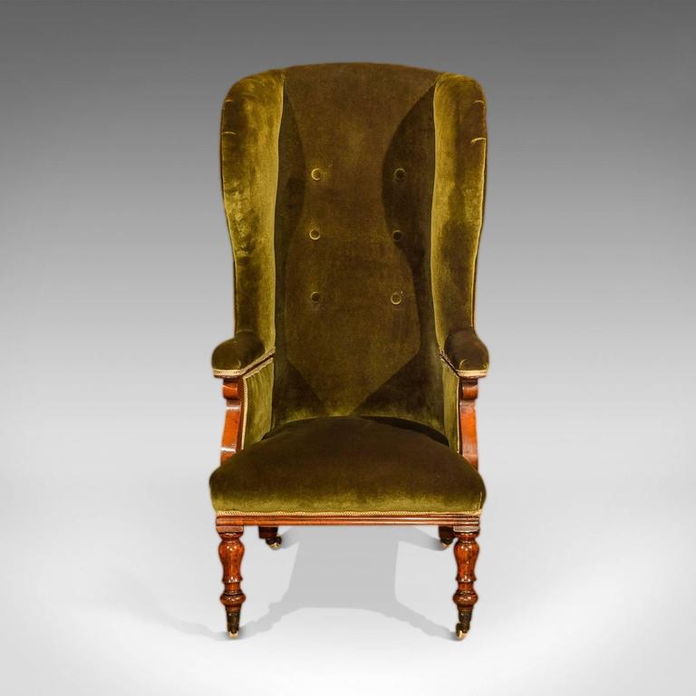 Antique Wing Back Chair, Victorian, Green Velvet, circa 1850 at 1stDibs ...