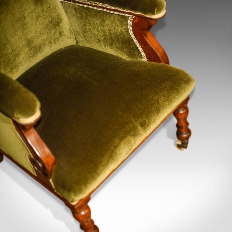 Antique Wing Back Chair, Victorian, Green Velvet, circa 1850 at 1stDibs ...