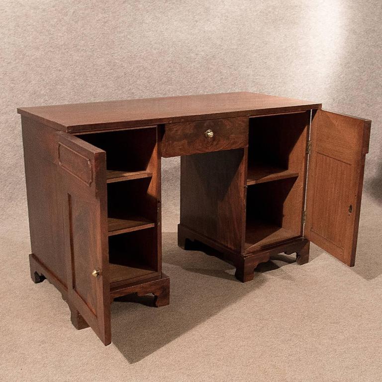 Antique Pedestal Desk Study Table Quality Flame Mahogany Victorian ...