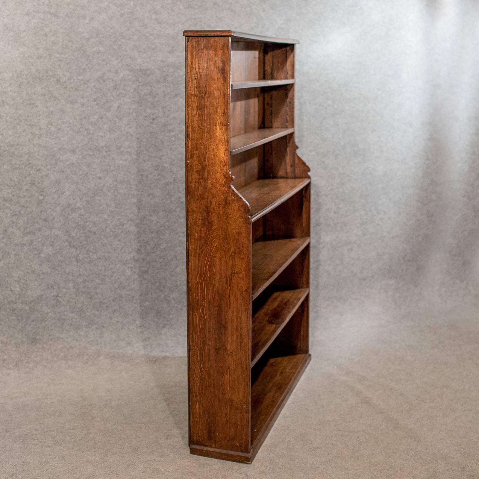 Antique Oak Waterfall Open Bookcase Display Shelves Victorian, circa ...