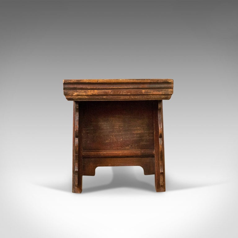 Midcentury Chinese Elm Low Cabinet-Seat, Broad Bench, Storage, 20th ...
