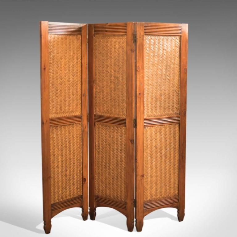Mid-Century Three-Fold Screen, Split Bamboo and Maple at 1stDibs