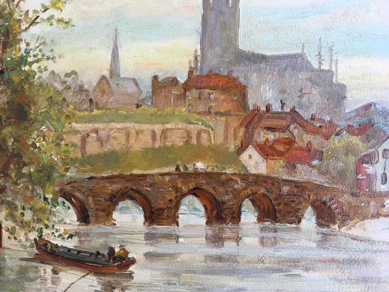 Cathedral Town, Oil on Board, Signed Dubois, French, circa 1935 For ...