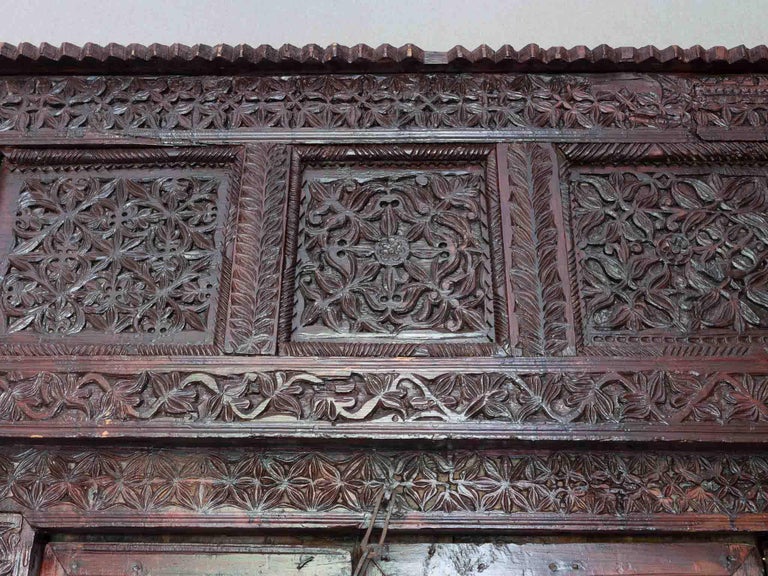 Antique Indian Ornately Carved Wooden Doors and Surrounding Frame at ...