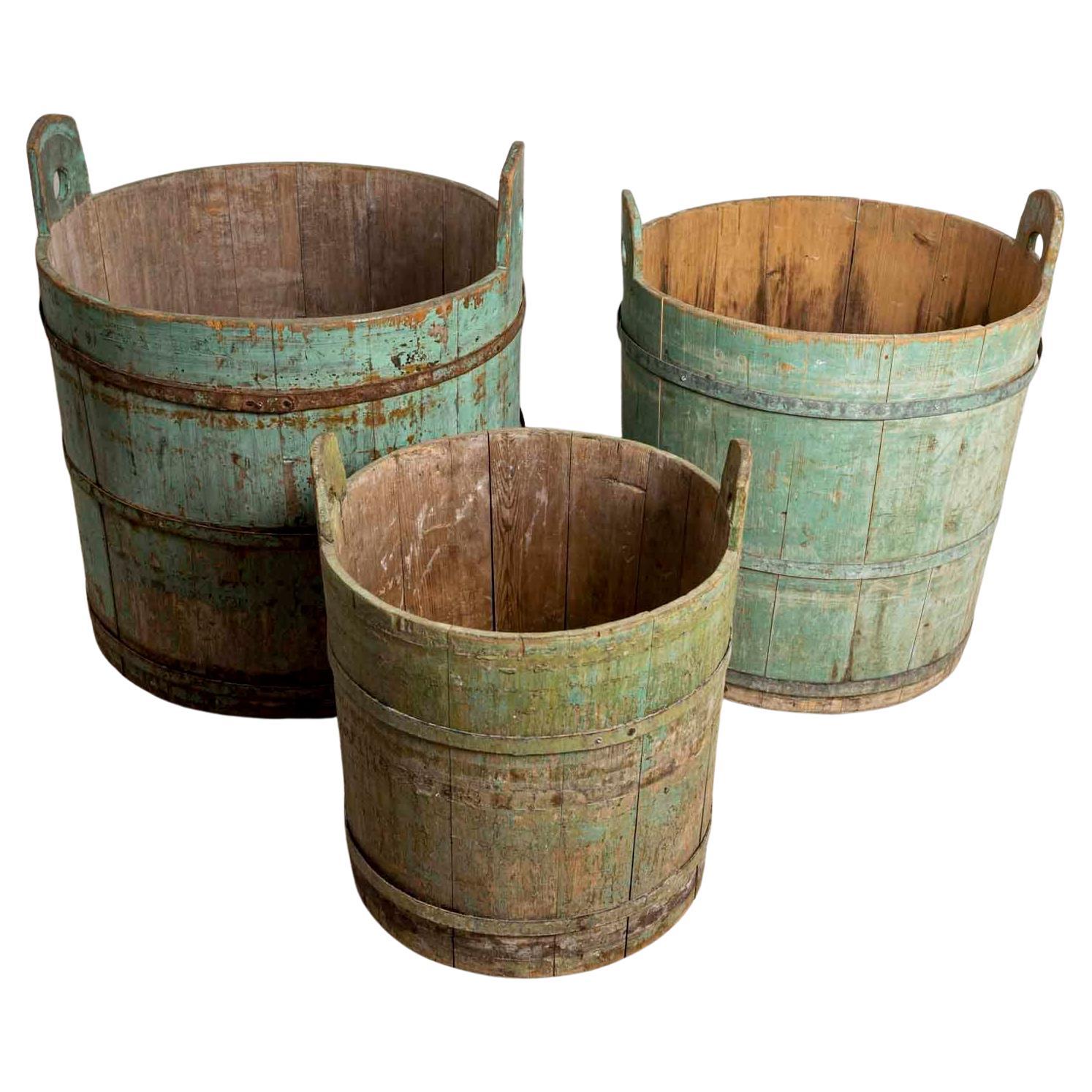 Tall Rustic English Oval Oak Barrel with Brass Braces and Handles ...
