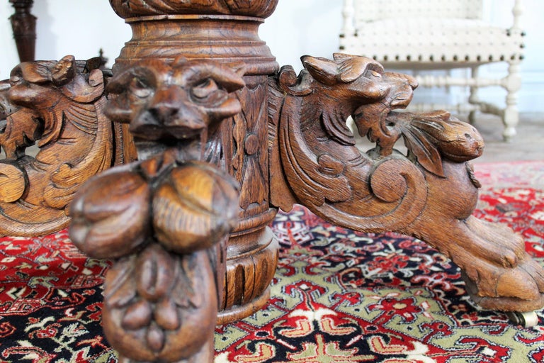 Renaissance Revival Table with Lion's Head at 1stDibs