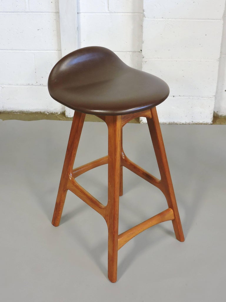 Erik Buck Midcentury Danish Modern Teak Counter Stool at 1stDibs