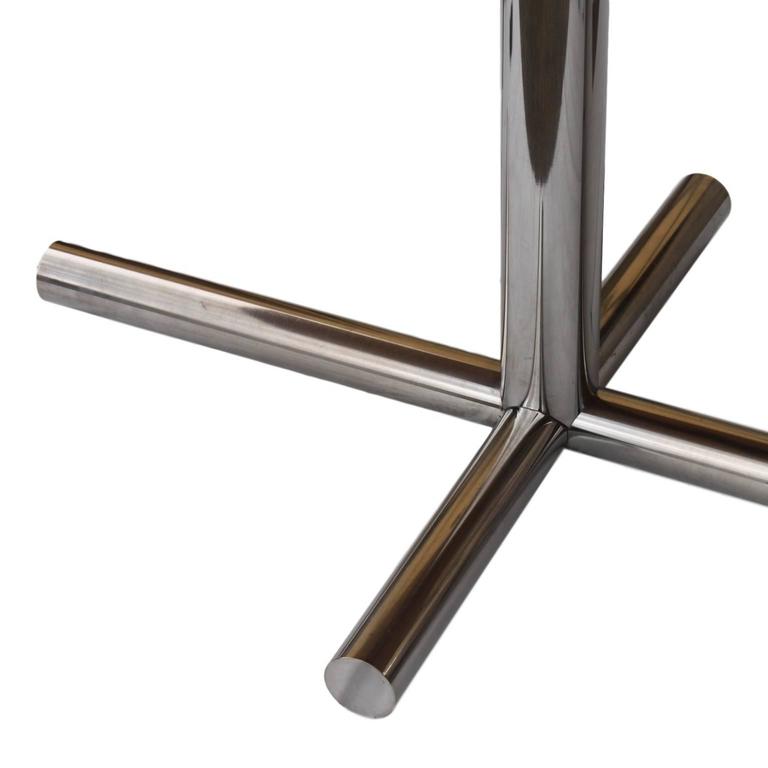 Solid Live-Edge Oak Dining Table with Vintage Mid-Century Modern Chrome ...