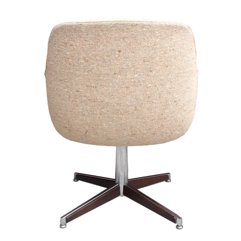 1960s, Mid-Century Modern Walnut and Chrome Desk Chair with Cream ...