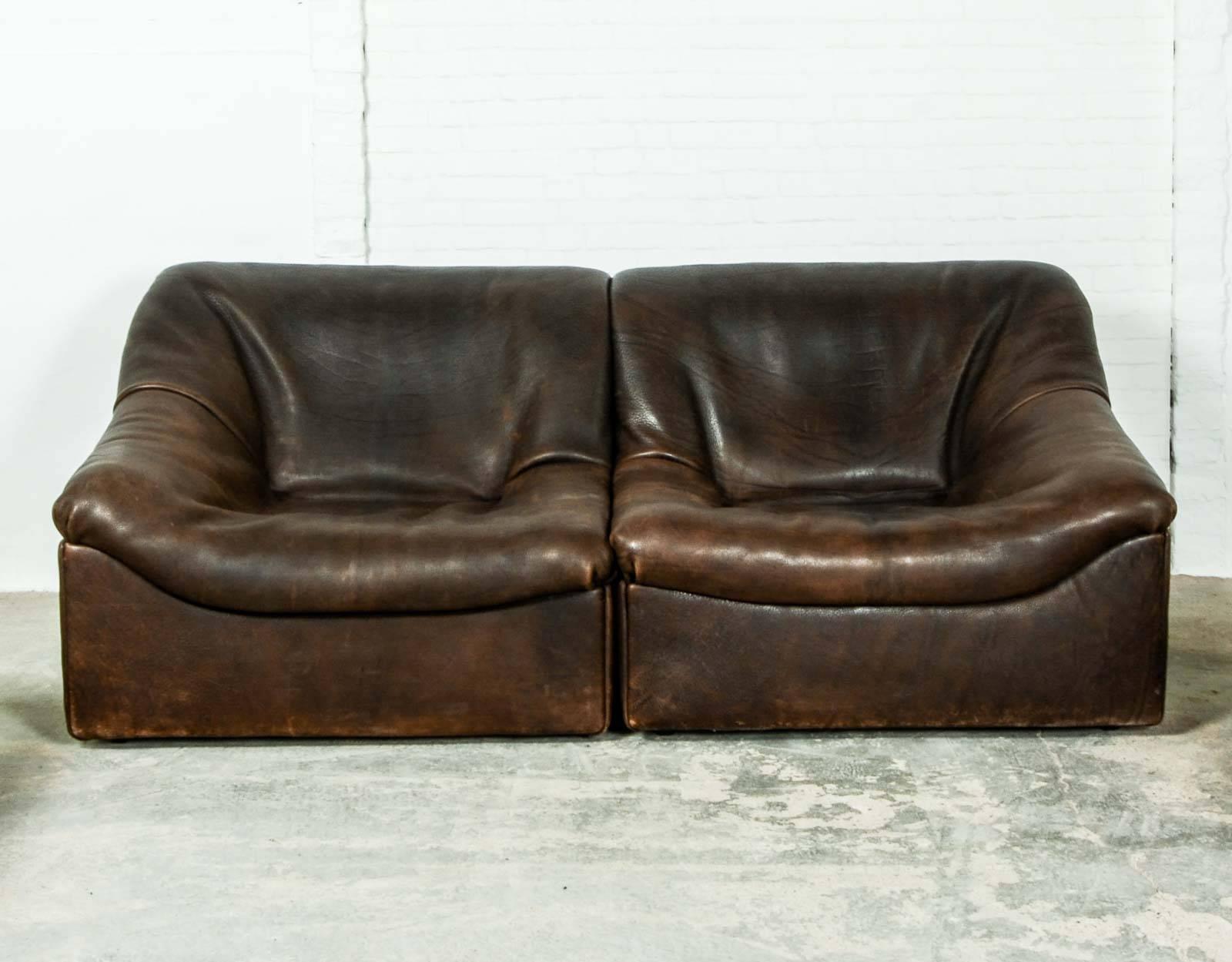 Mid-Century Buffalo Neck Leather Modular Sofa Set DS46 for De Sede at ...