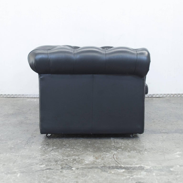 Springvale Chesterfield Sofa Black Leather Two-Seat Couch Vintage Retro ...