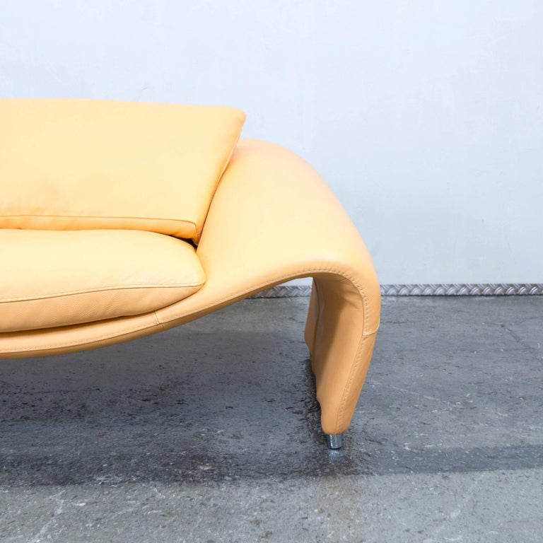 Chateau d'Ax Voga Designer Leather Sofa Yellow Two-Seat Couch Modern at ...