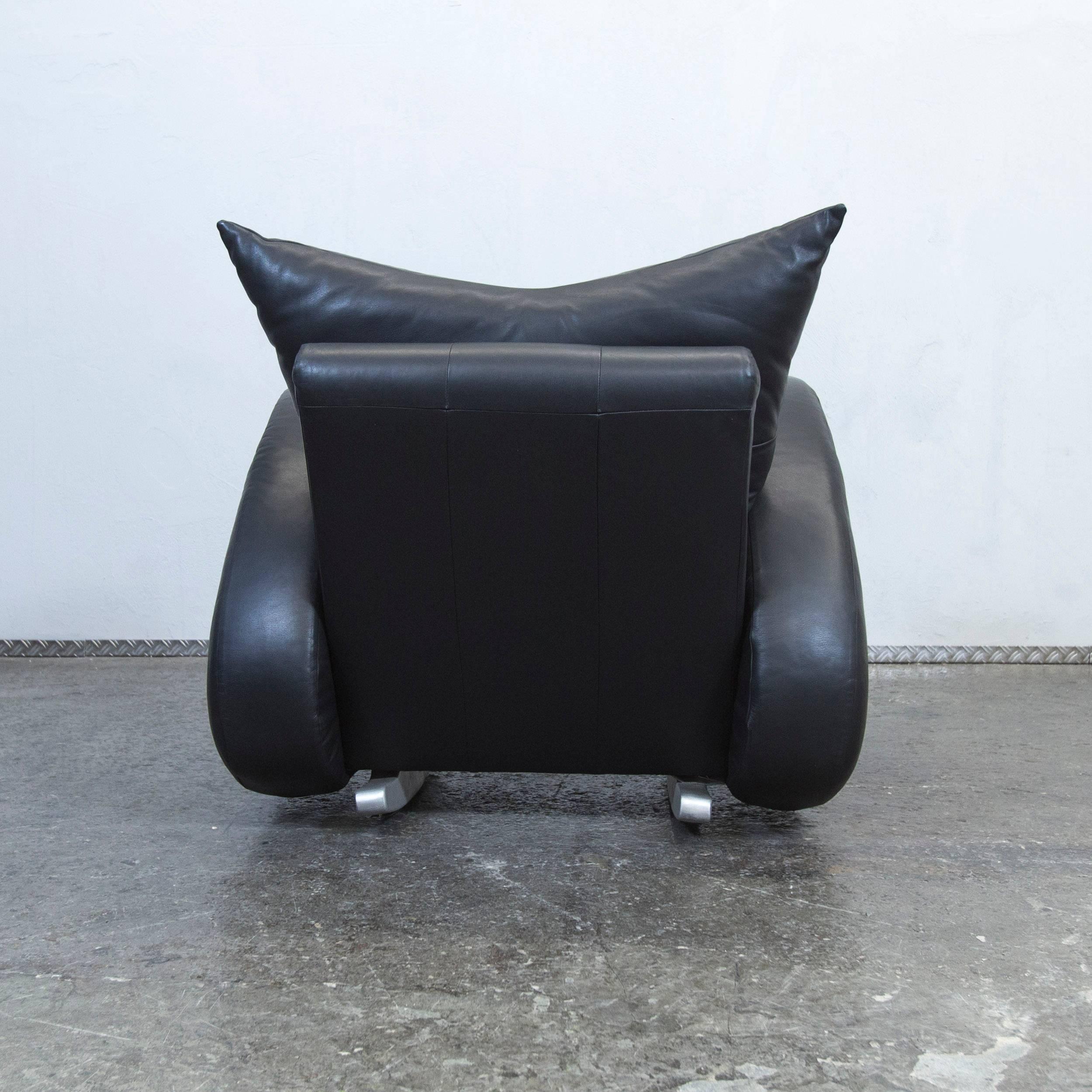 Bretz Designer Armchair Black Leather One Seat Couch Rocking Chair ...