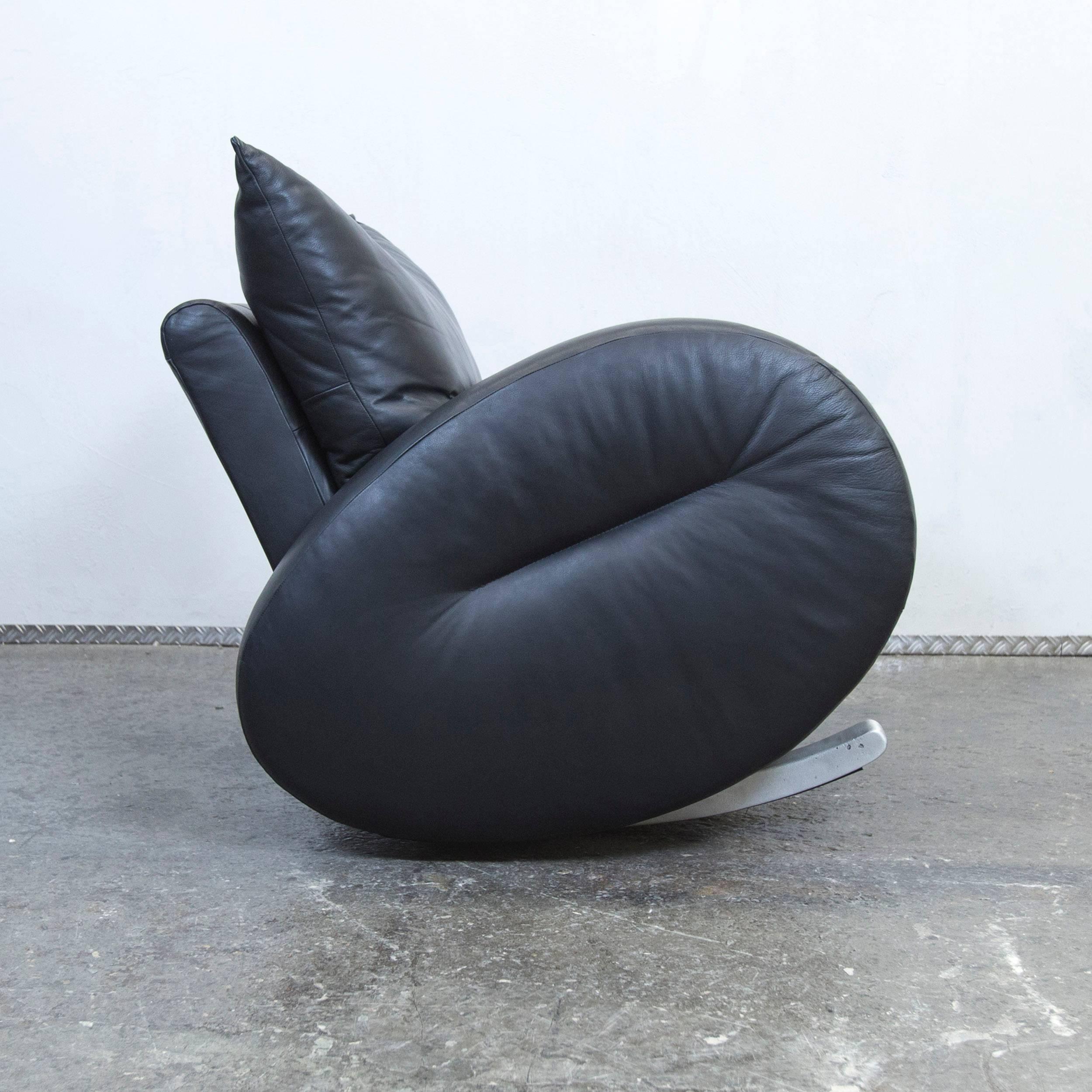 Bretz Designer Armchair Black Leather One Seat Couch Rocking Chair ...