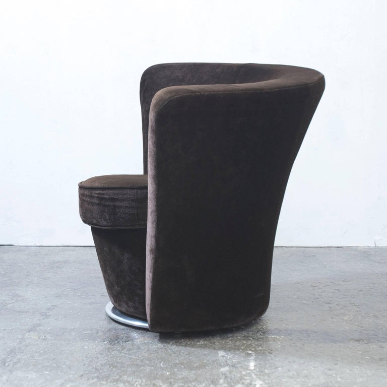 Bretz Eve's Island Designer Swivel Chair Brown Velvet One Seat Couch ...