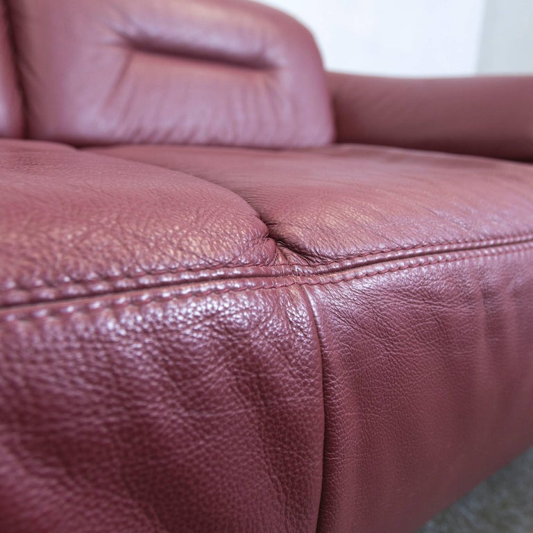 Designer Corner Sofa Bordeaux Red Leather Couch Function Recamiere ...
