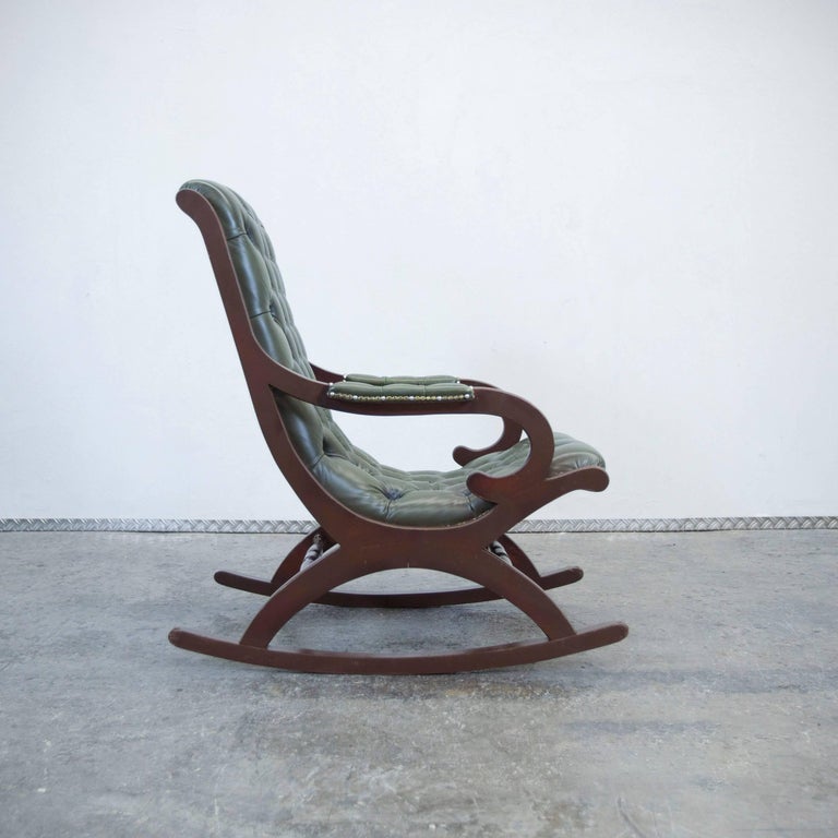 Chesterfield Leather Rockingchair Green Oneseater Chair Vintage Retro ...