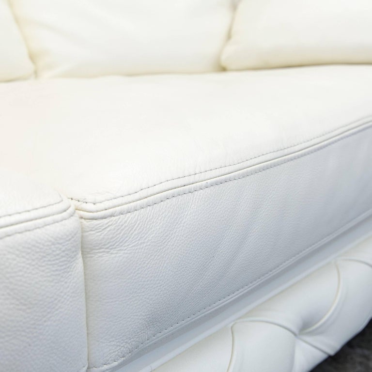 Nieri Leonardo Designer Sofa Leather Crème Beige Three-Seat Swarovski ...