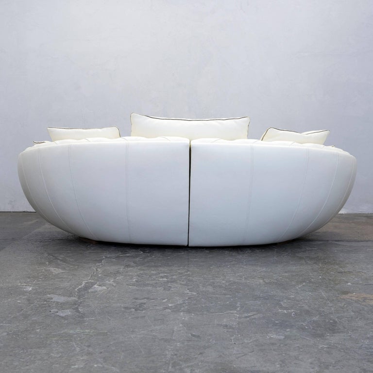 Nieri Leonardo Designer Sofa Leather Crème Beige Three-Seat Swarovski ...