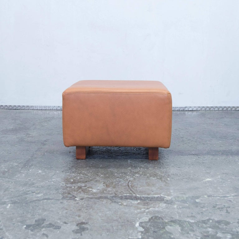 Designer Leather Footstool Terracotta Brown Pouf Footrest Modern at 1stDibs