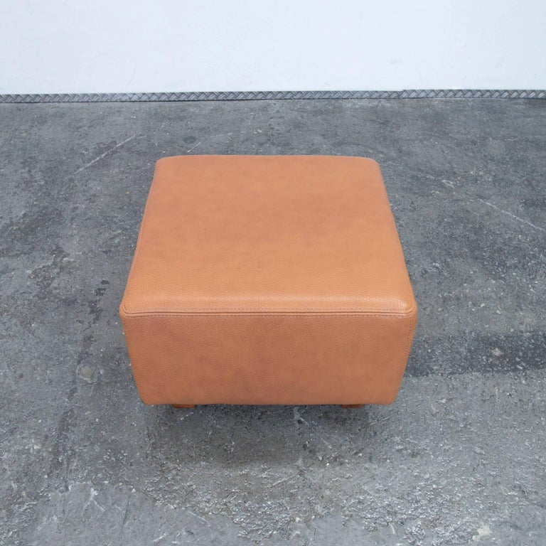 Designer Leather Footstool Terracotta Brown Pouf Footrest Modern at 1stDibs