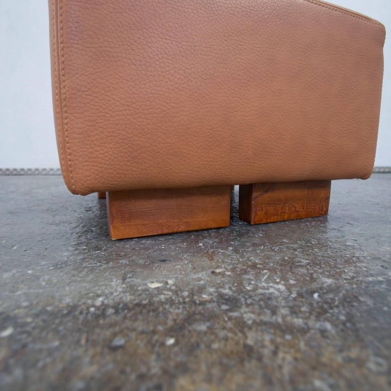 Designer Leather Footstool Terracotta Brown Pouf Footrest Modern at 1stDibs