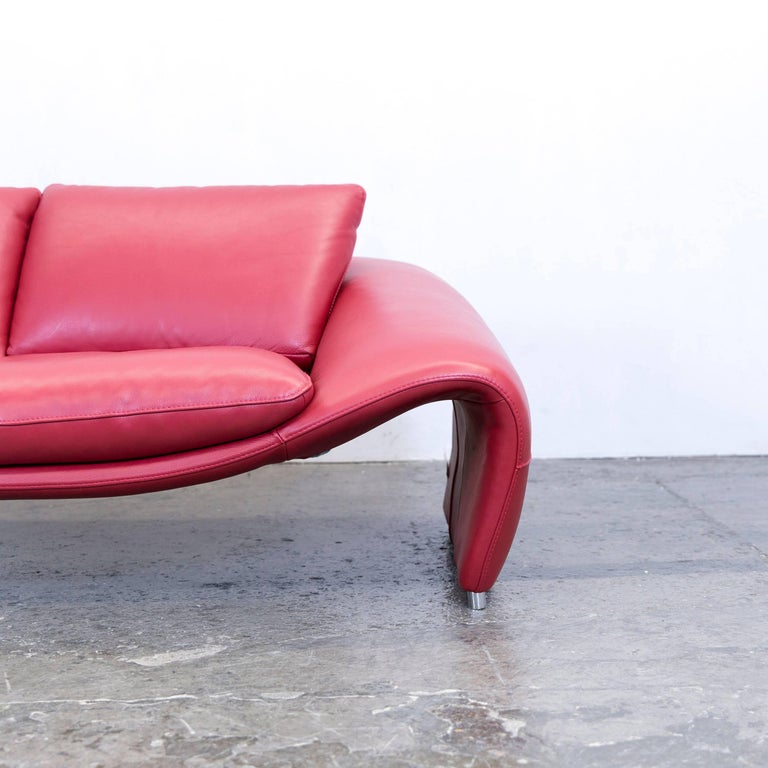 Chateau d'Ax Voga Designer Sofa Leather Red Three-Seat Function Couch ...