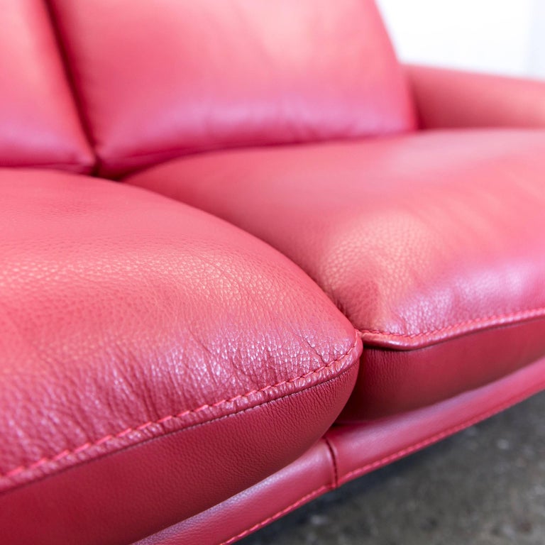 Chateau d'Ax Voga Designer Sofa Leather Red Three-Seat Function Couch ...