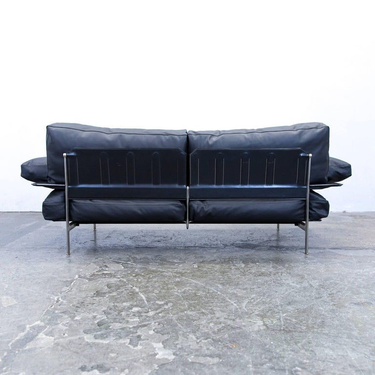 B&B Italia Diesis Designer Sofa Leather Black Two-Seat Couch Modern at ...