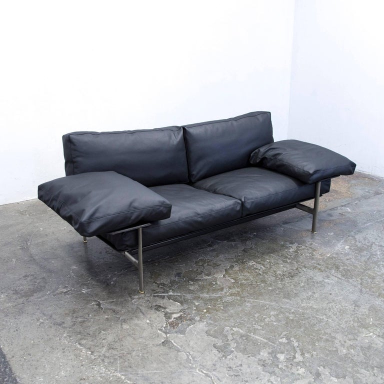 B&B Italia Diesis Designer Sofa Leather Black Two-Seat Couch Modern at ...