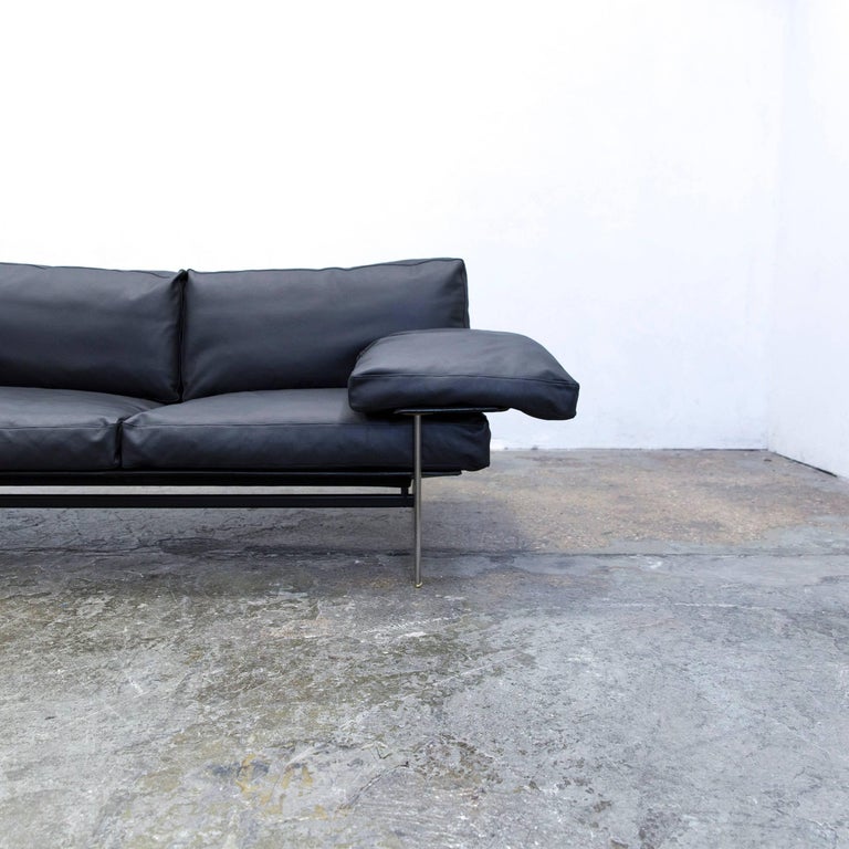 B&B Italia Diesis Designer Sofa Leather Black Two-Seat Couch Modern at ...