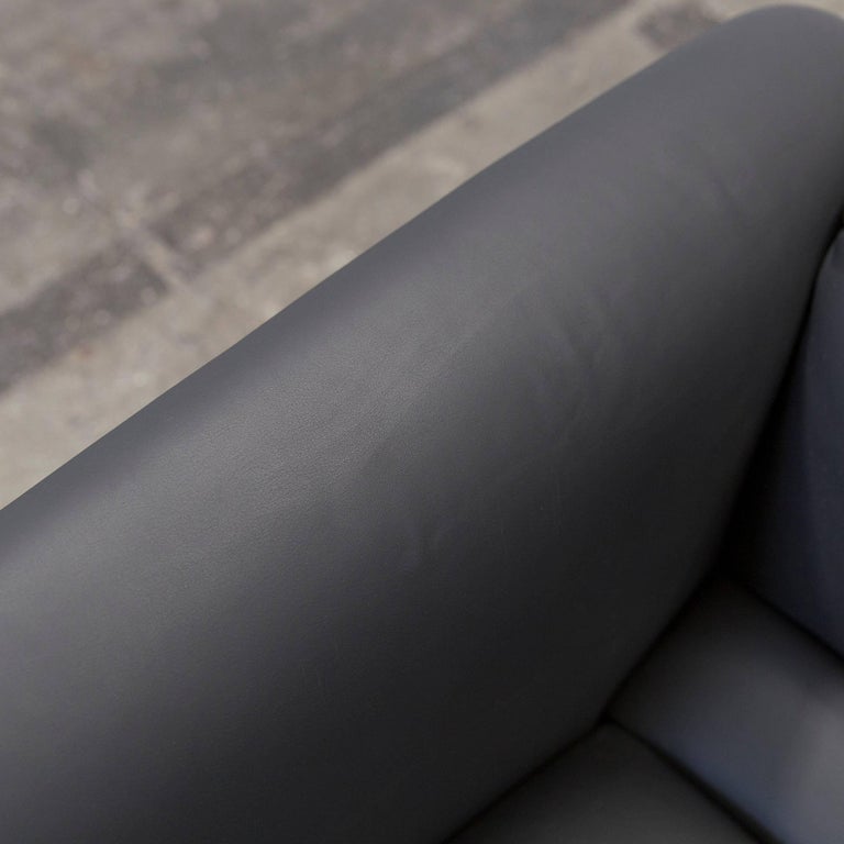 Wilkhahn Cumulus Leather Sofa Matte Black Three-Seat Couch Modern at ...