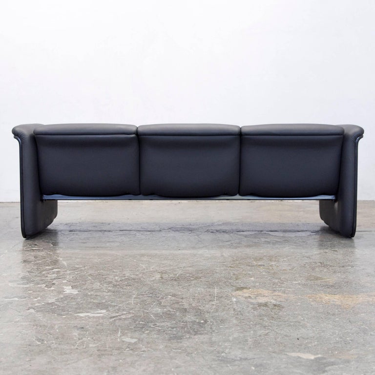 Wilkhahn Cumulus Leather Sofa Matte Black Three-Seat Couch Modern at ...