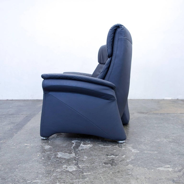 Mondo Designer Sofa Leather Blue Three-Seat Function Couch Modern For ...